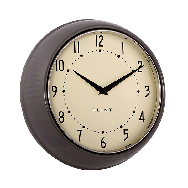 Dark Grey Retro Kitchen Clock | Vintage PLINT Almost Black